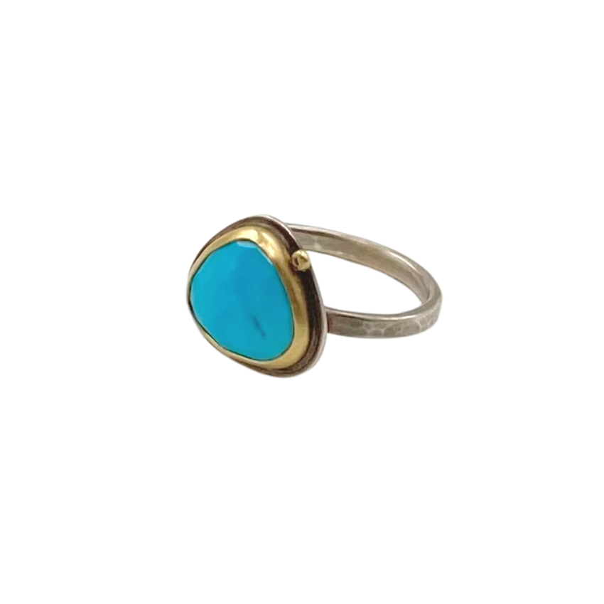 Ananda Khalsa | Asymmetrical Turquoise Ring with Diamond – LAPIS