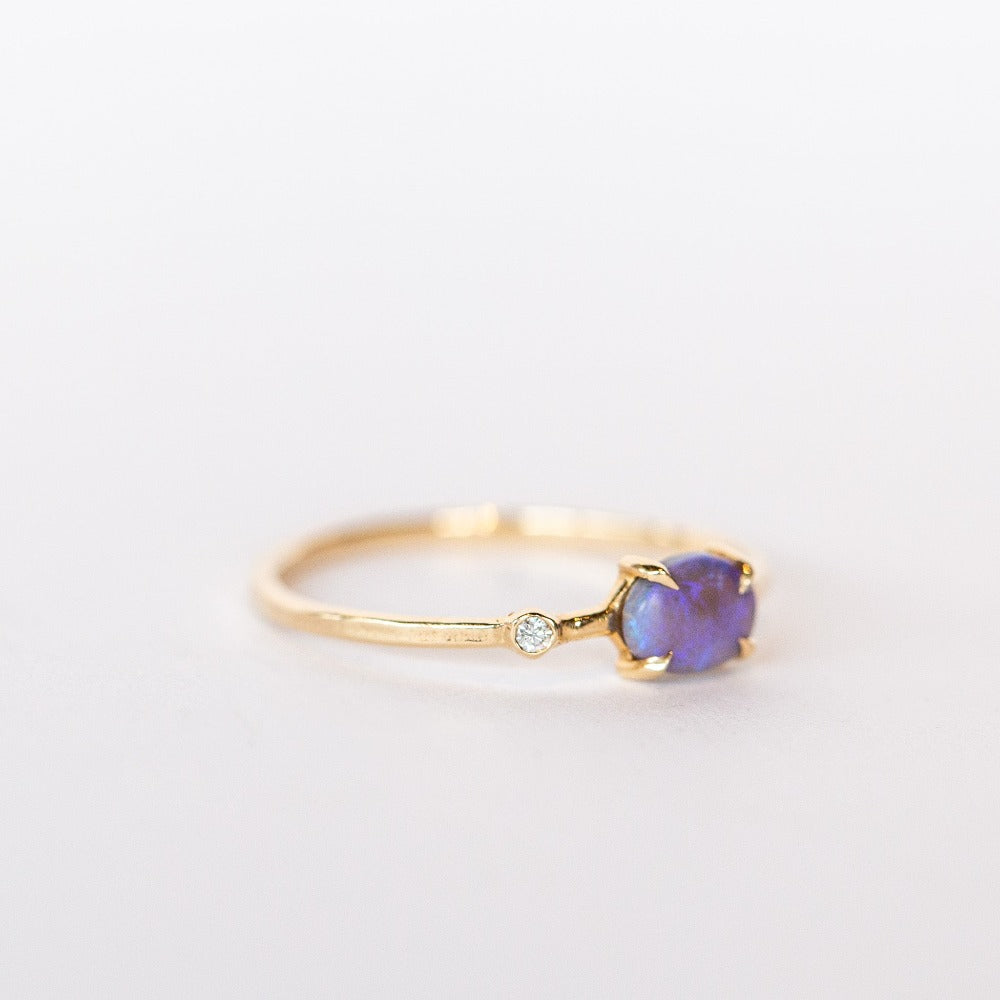 Petite Baleine | Australian Matte Opal and Diamond Wink Ring – LAPIS