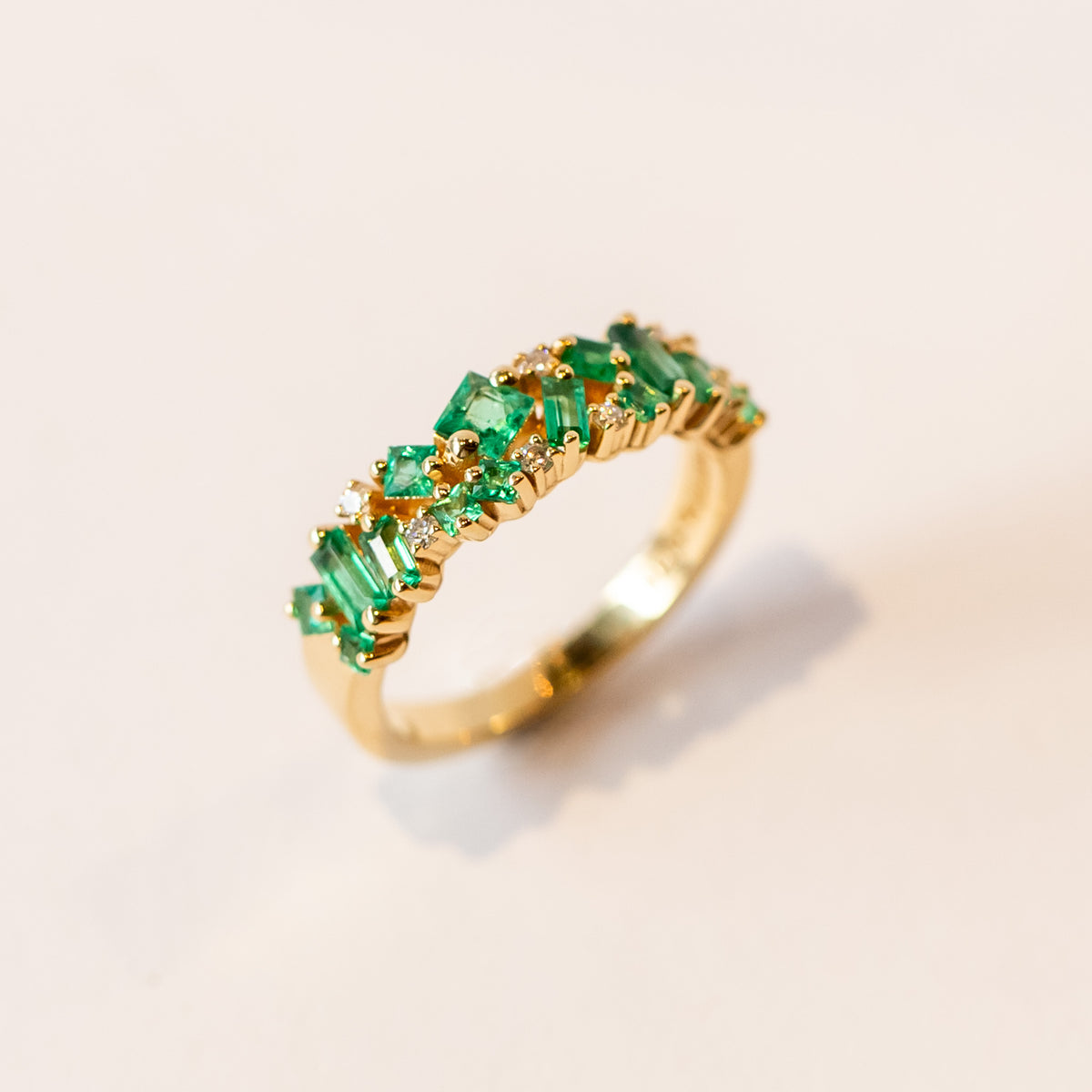 Suzanne Kalan | 18k Baguette and Princess Cut Emerald Half Band – LAPIS