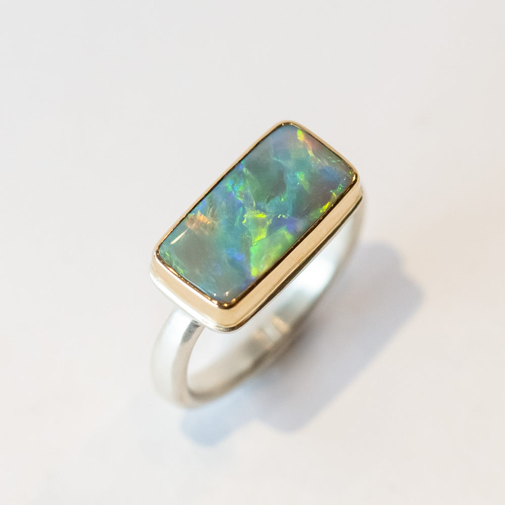 Jamie Joseph | Small Australian Black Opal Bar Ring – LAPIS