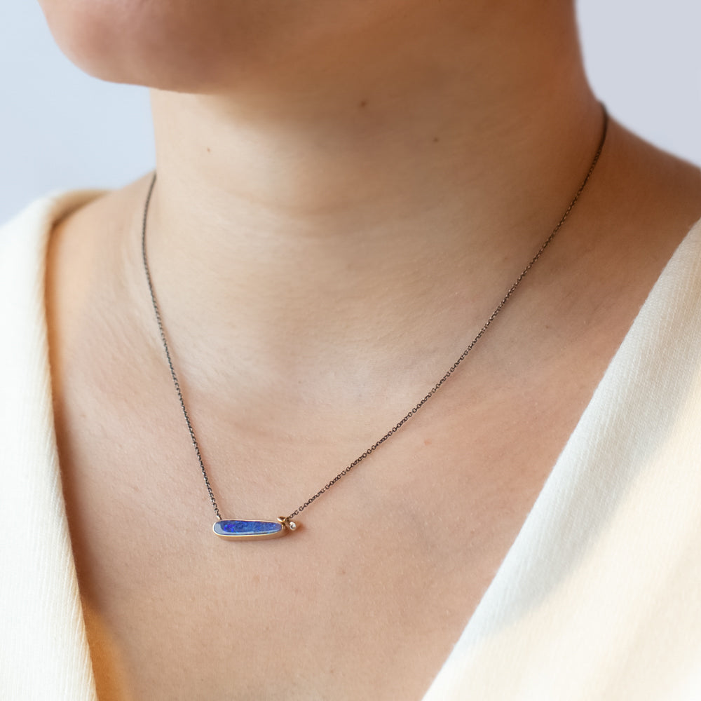 Jamie Joseph | Asymmetrical Boulder Opal Necklace with Diamond – LAPIS