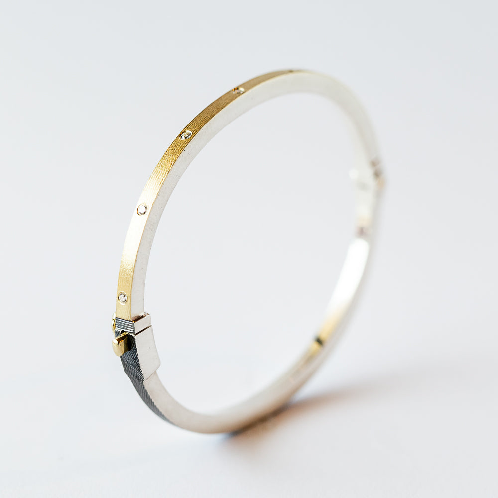 Rene Escobar | Orly 2.5mm Silver, Gold and Diamond Bangle – LAPIS