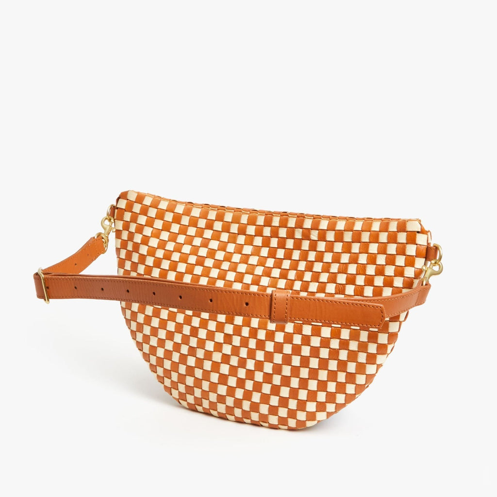 Clare V. | Grande Fanny, Natural and Cream Woven Checker – LAPIS