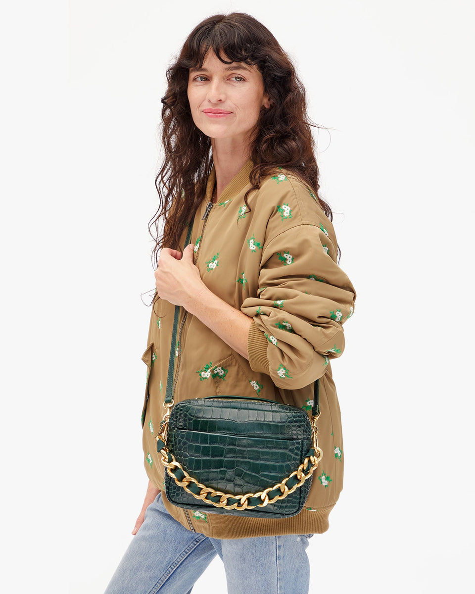 Clare V. | Shortie Strap, Evergreen Grosgrain Chain – LAPIS